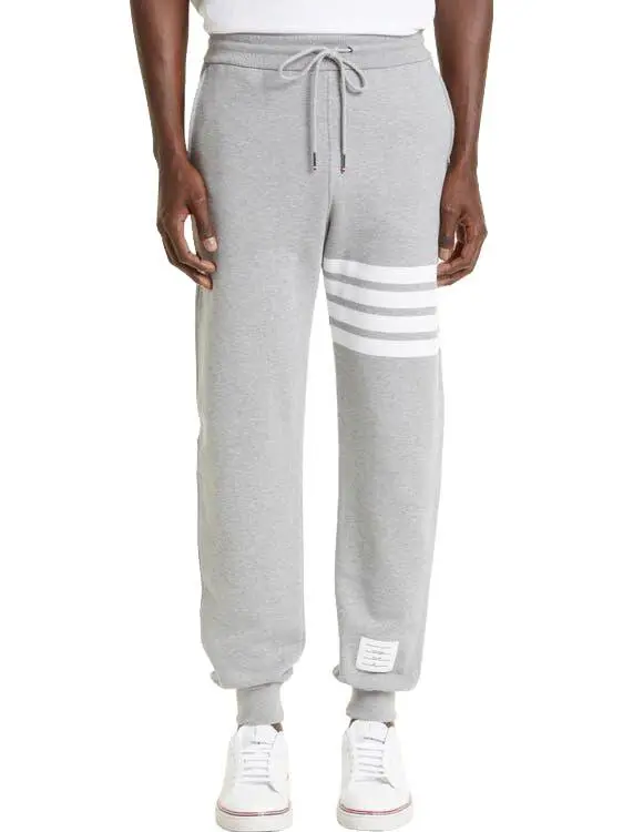 Thom Browne Stripe Jogger Pants - 068 - Lt Grey Htr/optic White