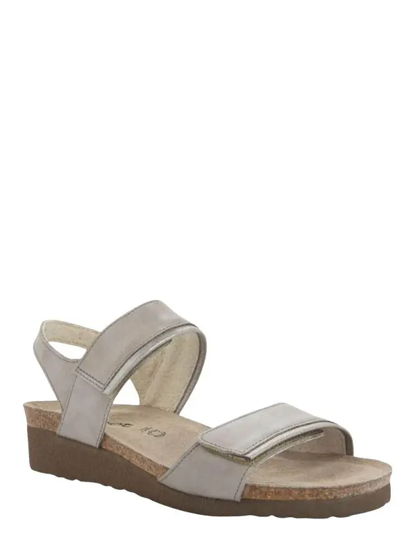 Naot Aisha Wedge Sandal - Titanium Leather W/silver