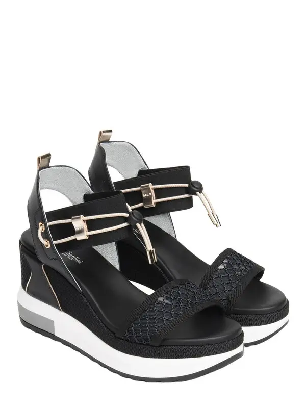 NEROGIARDINI Bungee Platform Wedge Sandal - Black