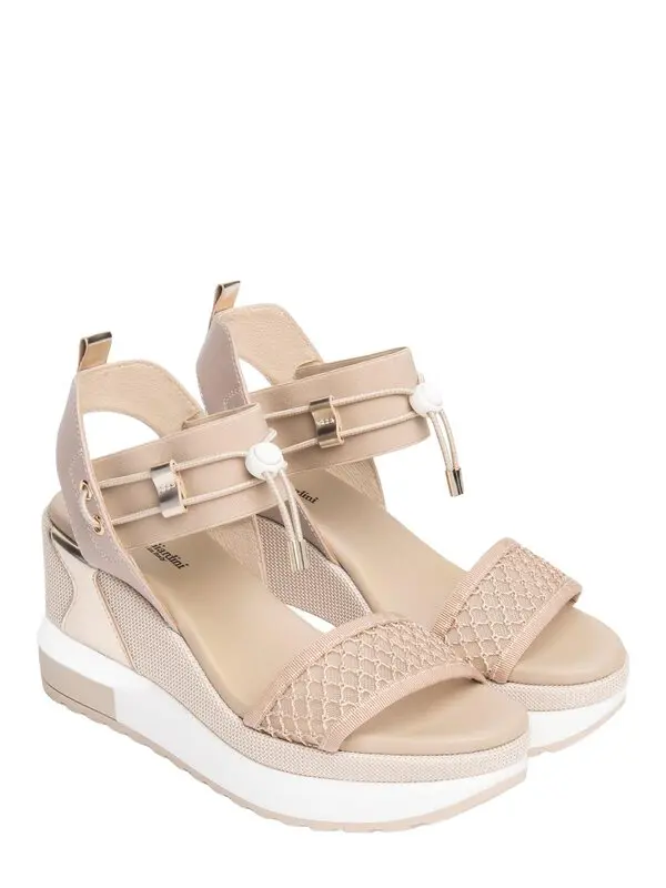 NEROGIARDINI Bungee Platform Wedge Sandal - Blush/gold