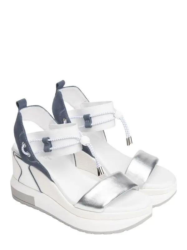 NEROGIARDINI Bungee Platform Wedge Sandal - Silver/denim