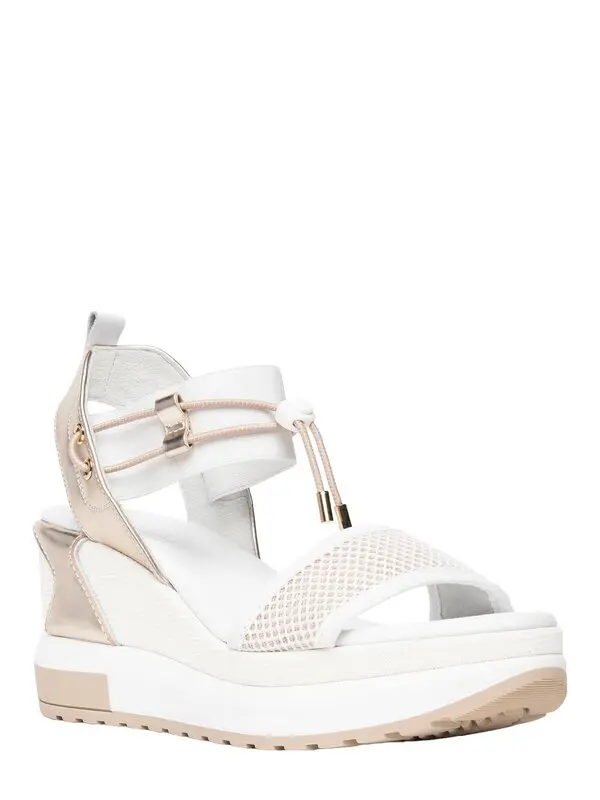 NEROGIARDINI Bungee Platform Wedge Sandal - White/gold