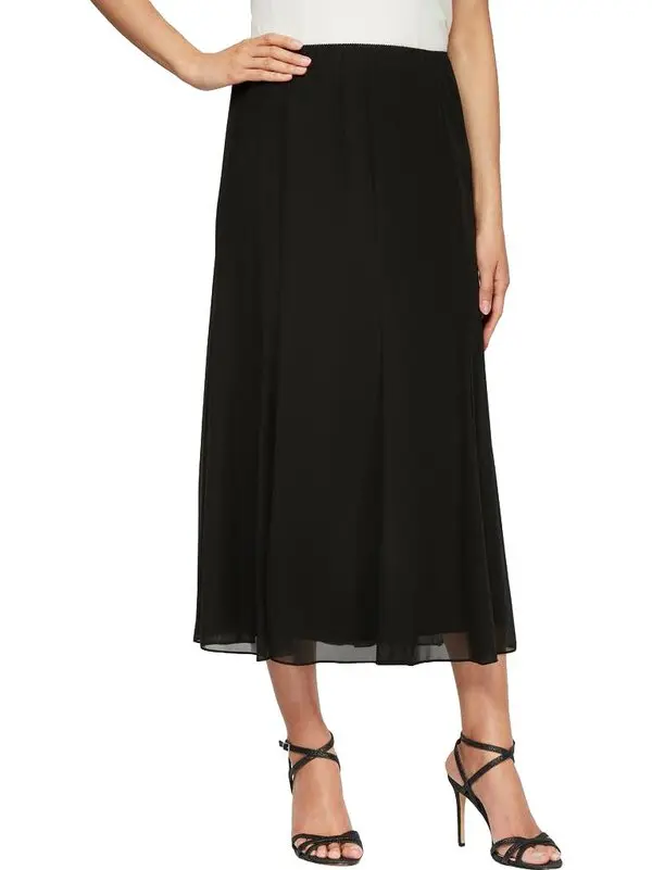 Alex Evenings Chiffon Detail A-line Skirt - Black