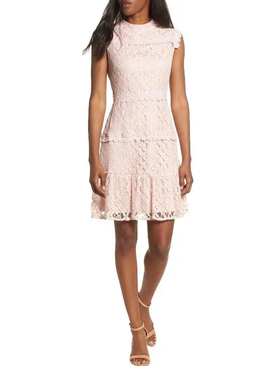 Julia Jordan Floral Lace Sheath Dress - Blush