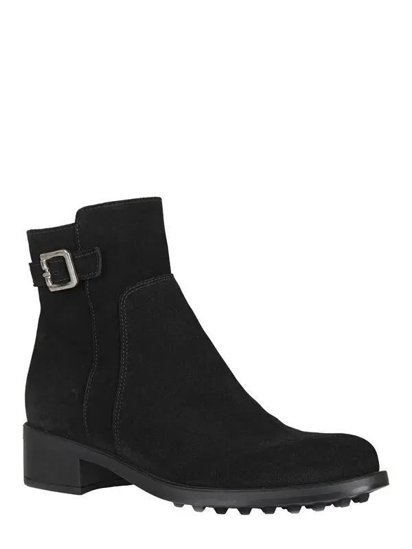 La Canadienne Shelby Waterproof Buckled Ankle Bootie - Black Suede