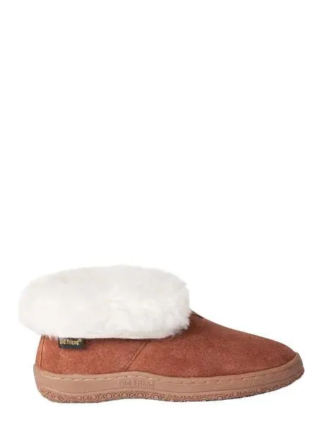 OLD FRIEND Shearling Bootie Slipper - Chestnut Leather