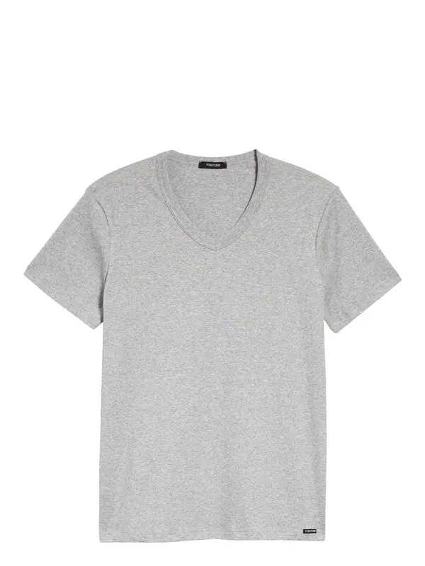 TOM FORD Cotton Jersey V-neck T-shirt - Grey