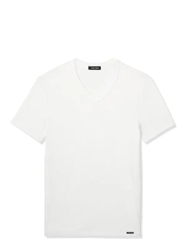 TOM FORD Cotton Jersey V-neck T-shirt - White
