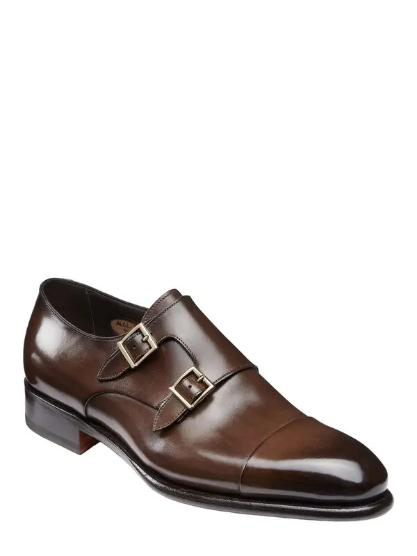 Santoni Ira Double Monk Strap Shoe - Tan