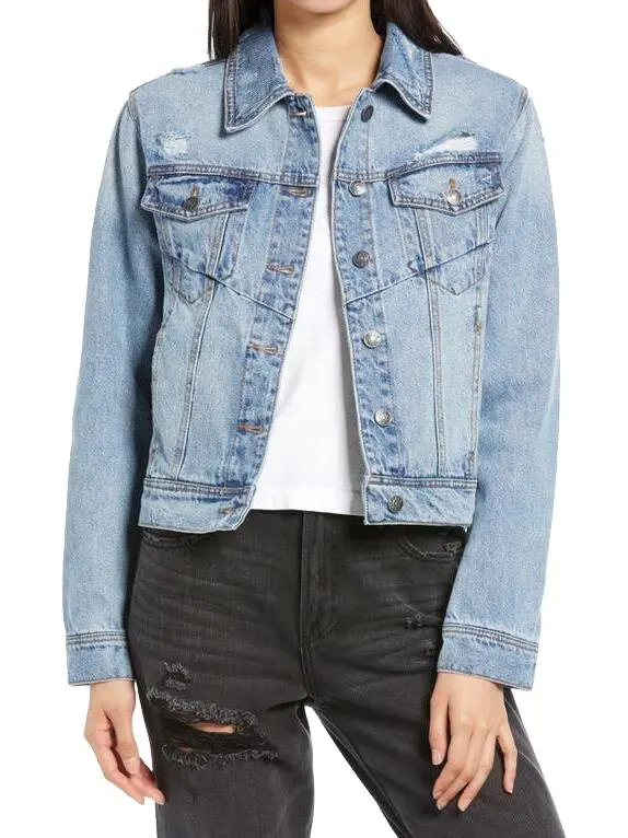 HIDDEN JEANS Fitted Denim Trucker Jacket - Light Wash