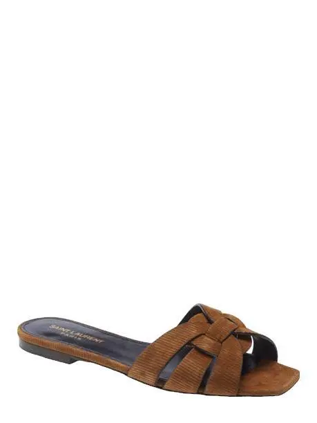 Saint Laurent Tribute Nu Pieds Slide Sandal - Land
