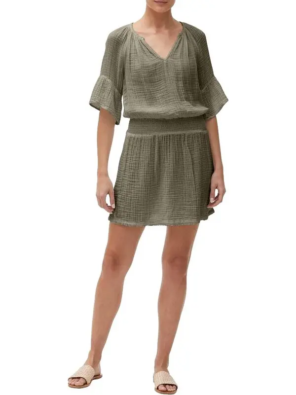 Michael Stars Katelyn Smocked Waist Dress - Olive