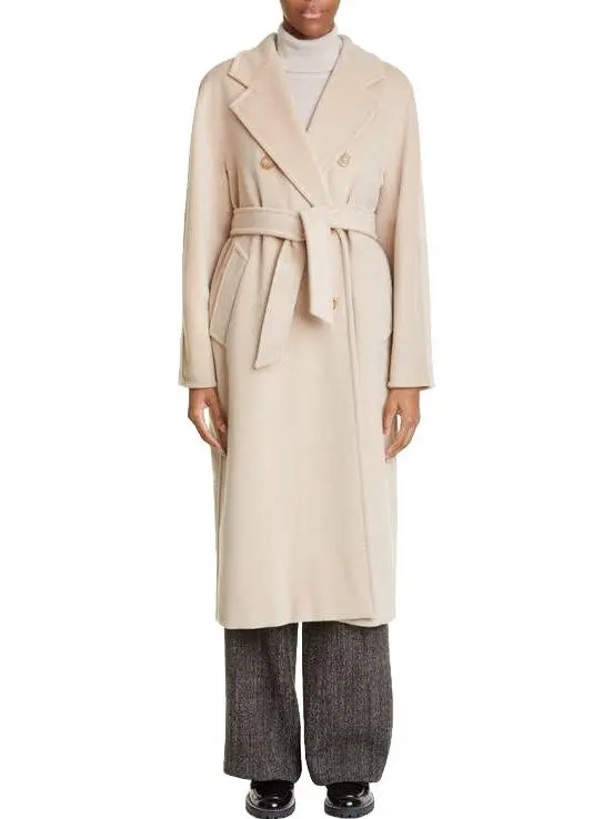 Max Mara Madame Double-breasted Wool And Cashmere Belted Coat - Sand