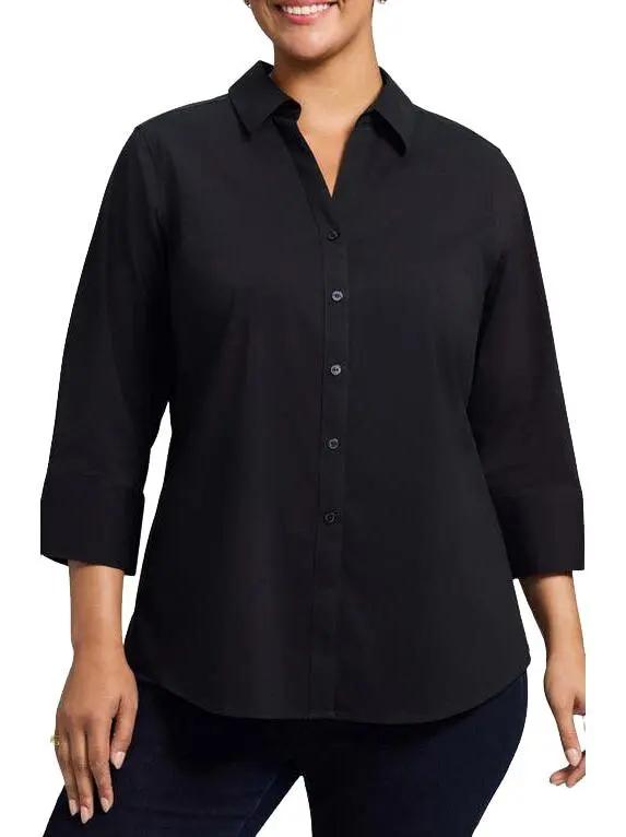 Foxcroft Mary Non-iron Stretch Cotton Button-up Shirt - Black