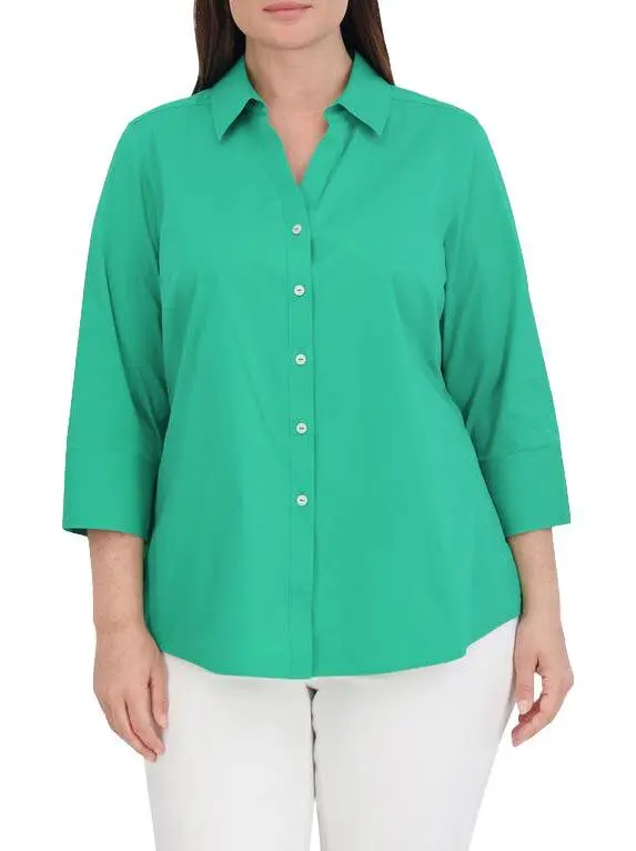 Foxcroft Mary Non-iron Stretch Cotton Button-up Shirt - Kelly Green