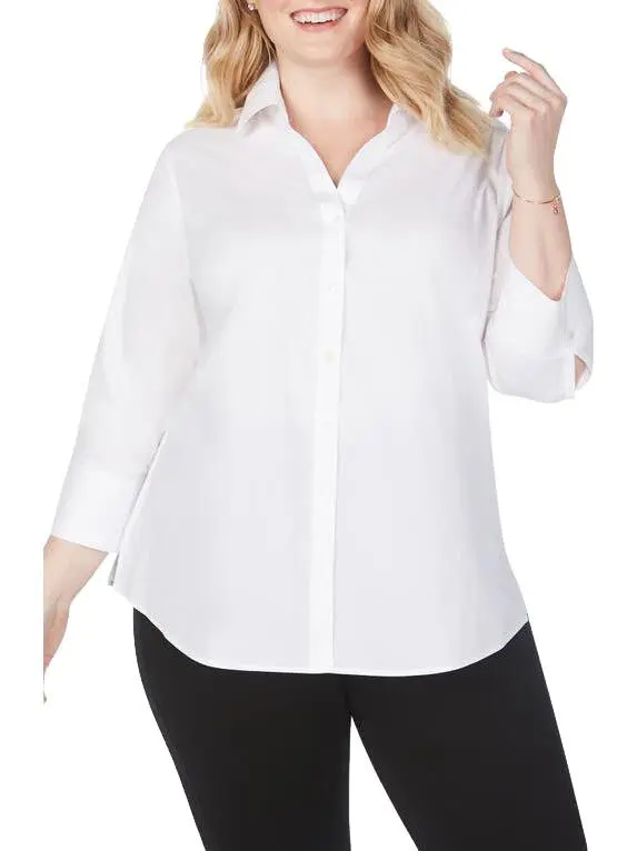 Foxcroft Mary Non-iron Stretch Cotton Button-up Shirt - White
