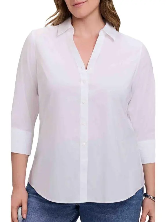 Foxcroft Mary Non-iron Stretch Cotton Button-up Shirt - White