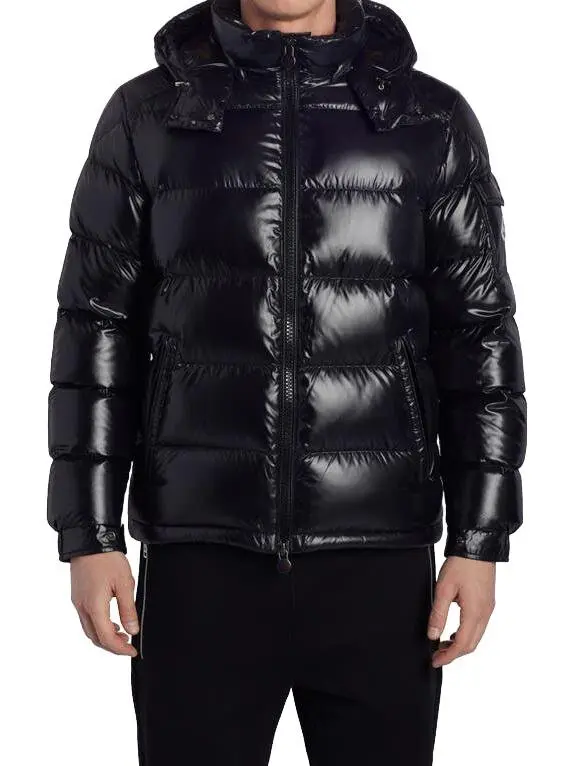 Moncler Maya Lacquered Down Jacket - Black/black