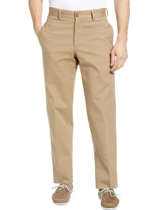Berle Charleston S Flat Front Stretch Canvas Pants - Khaki