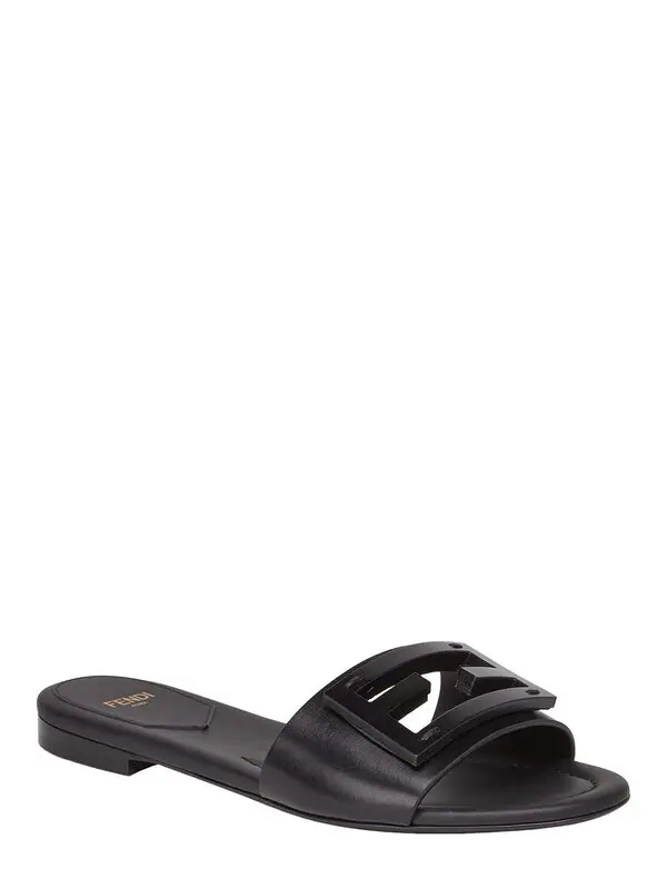 Fendi Signature Logo Slide Sandal - Black
