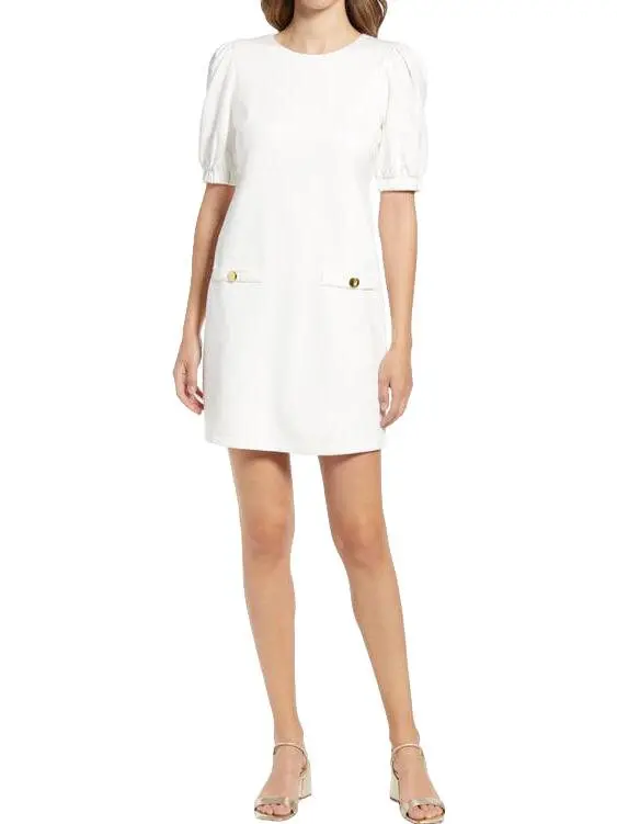 Eliza J Puff Sleeve A-line Dress - Ivory