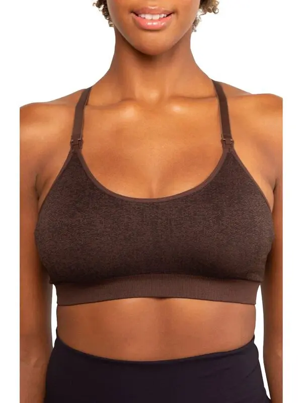 MODERN ETERNITY Seamless Nursing Sports Bra - Chocolate Jacquard