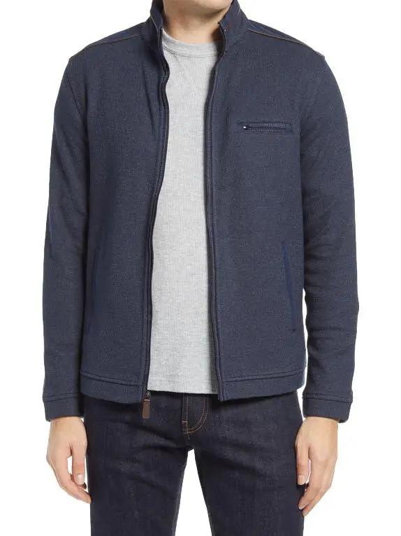 Johnston & Murphy Mélange Knit Zip-up Jacket - Navy