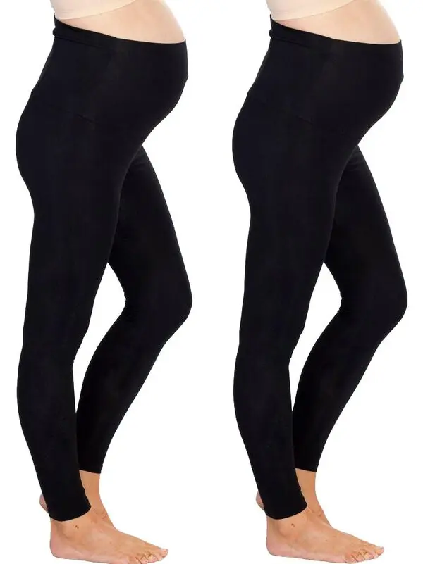 ANGEL MATERNITY 2-pack Maternity Leggings - Black