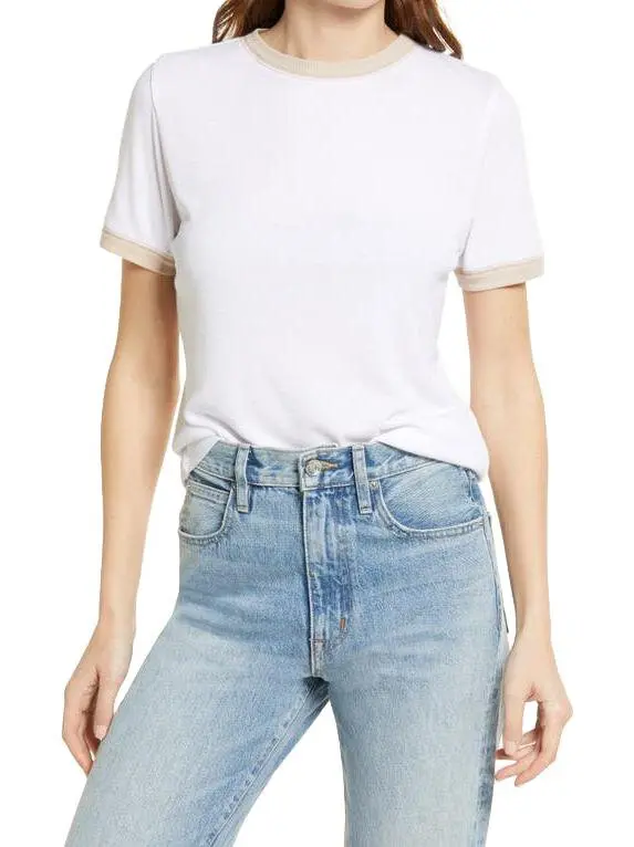 Treasure & Bond Ringer Tee - White-tan Combo
