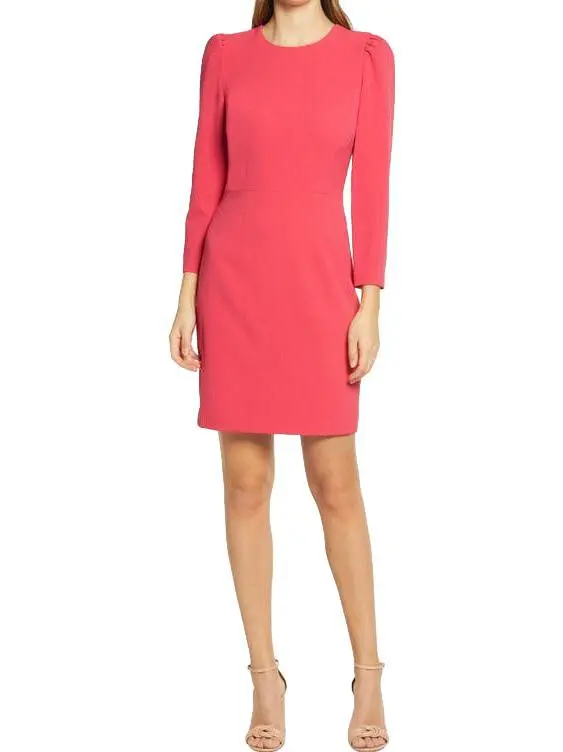 Eliza J Long Sleeve Bow Back Party Dress - Fuchsia