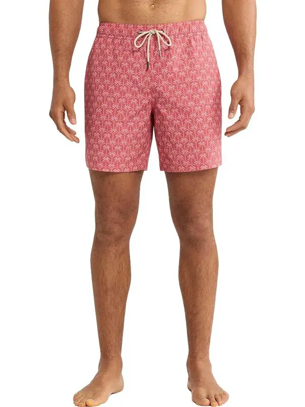 FAIR HARBOR The Bayberry Swim Trunks - Red Palms