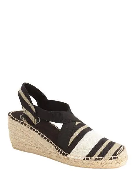 TONI PONS Tarbes Espadrille Wedge Sandals - Black Combo Linen