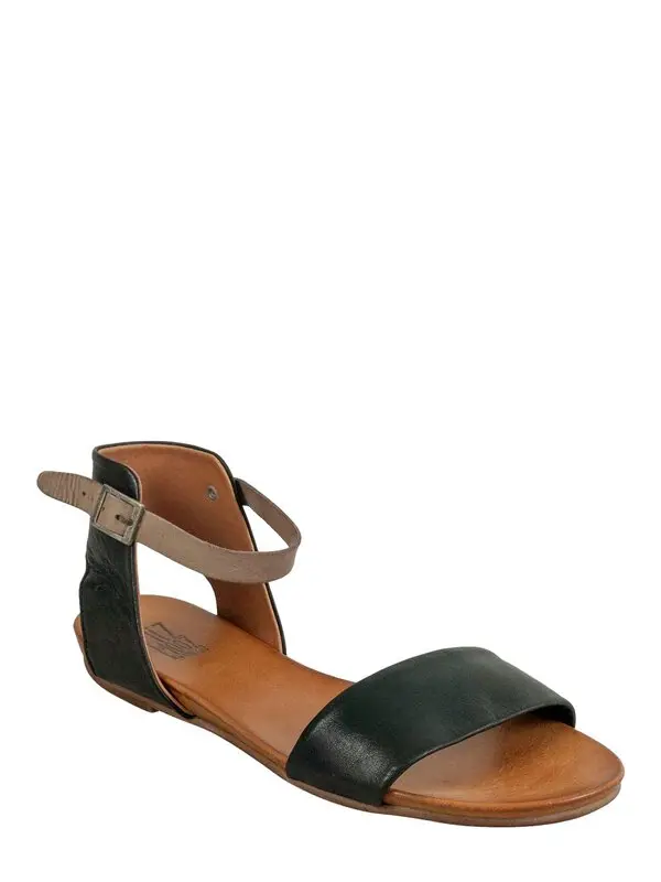 Miz Mooz Alanis Flat Sandal - Black Leather