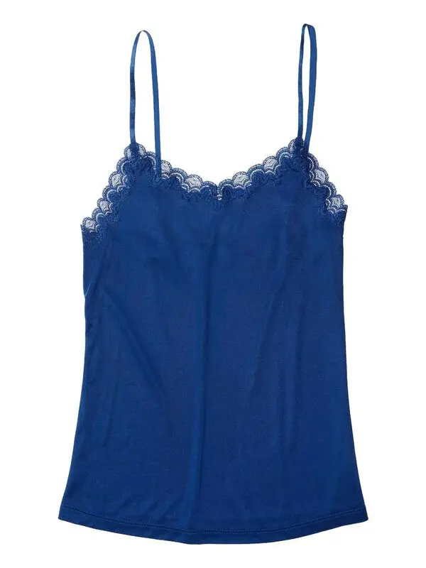 Uwila Warrior Lace Trimmed Silk Camisole - Estate Blue