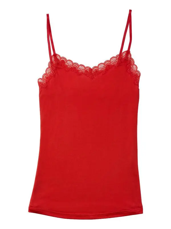 Uwila Warrior Lace Trimmed Silk Camisole - Fiery Red