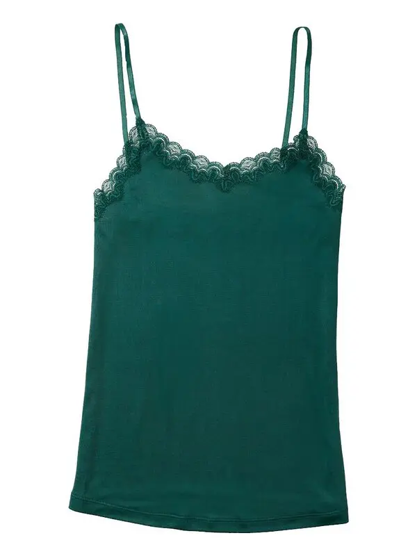 Uwila Warrior Lace Trimmed Silk Camisole - Smoke Pine