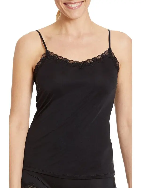 Uwila Warrior Soft Silk Lace Trim Camisole - Tap Shoe Black