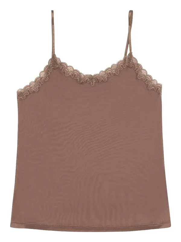Uwila Warrior Lace Trimmed Silk Camisole - Toffee