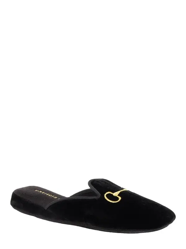 PATRICIA GREEN Milano Bit Embroidered Slipper - Black