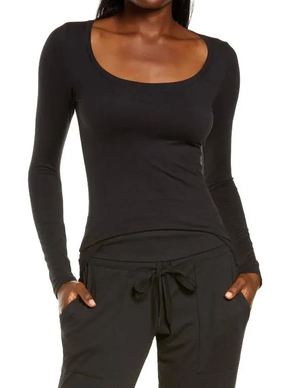 Felina Velvety Soft Scoop Neck Top - Black