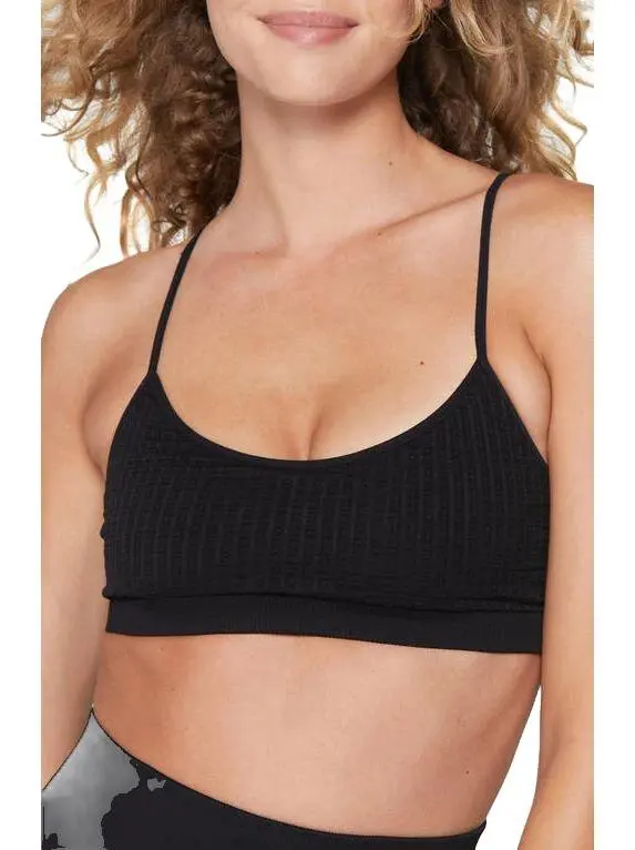 Spiritual Gangster Wide Rib Scoop Bra - Black