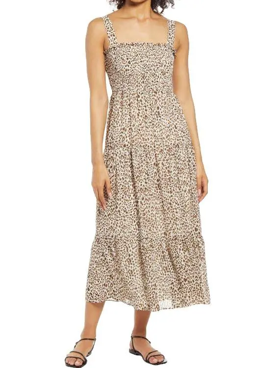Sam Edelman Animal Print Smocked Sundress - Leopard