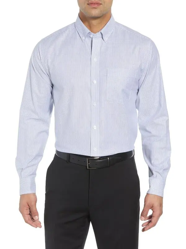 Cutter & Buck Cotton Blend Oxford Stripe Shirt - French Blue