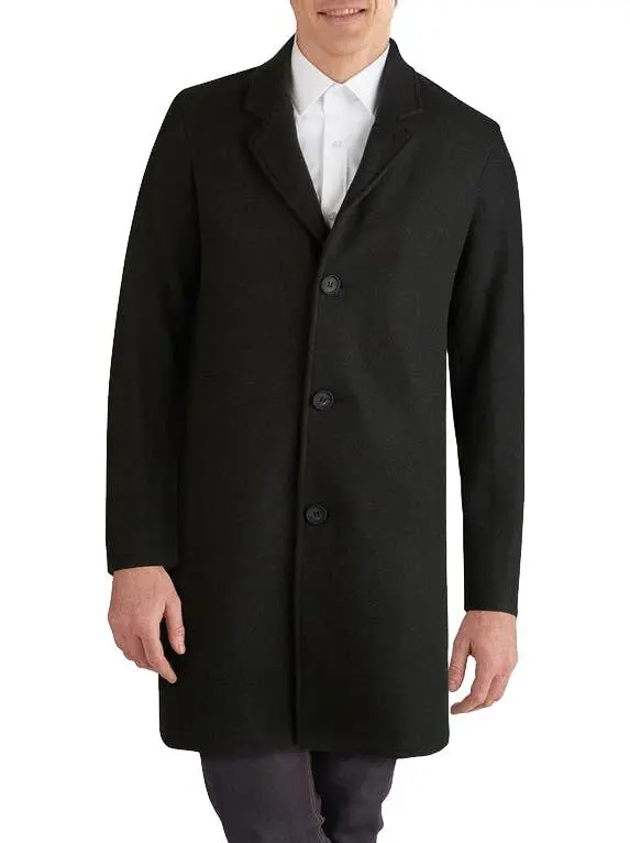 Cole Haan Regular Fit Stretch Wool Coat - Black