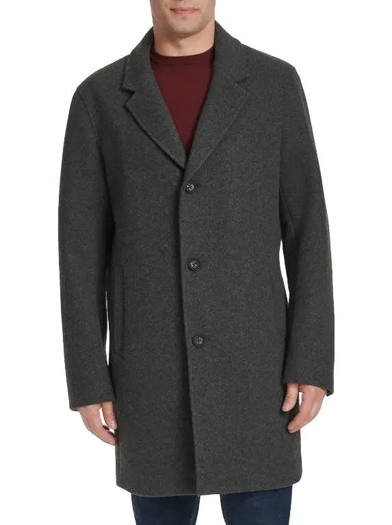 Cole Haan Regular Fit Stretch Wool Coat - Charcoal