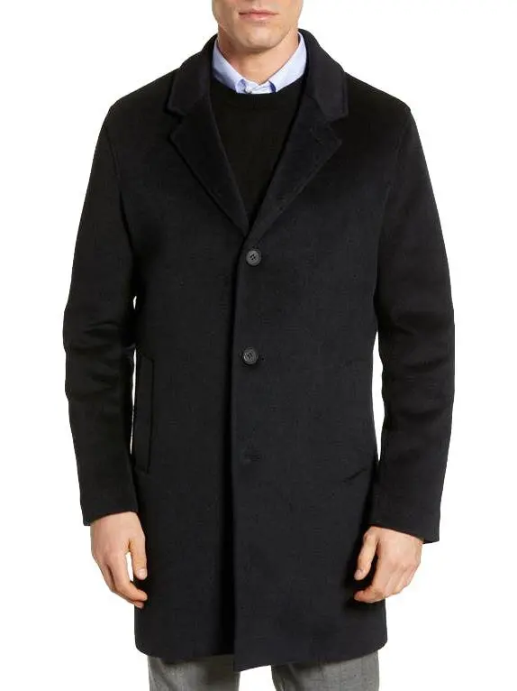 Cole Haan Regular Fit Stretch Wool Coat - Navy