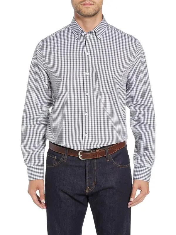 Cutter & Buck Cotton Blend Gingham Shirt - Charcoal