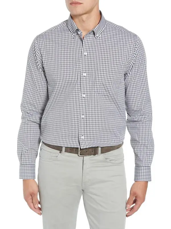 Cutter & Buck Cotton Blend Gingham Shirt - Charcoal