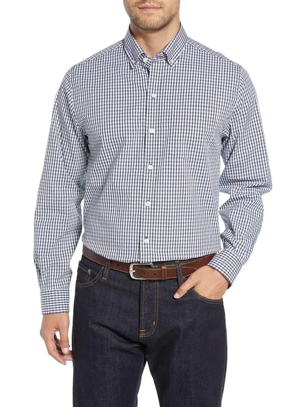 Cutter & Buck Cotton Blend Gingham Shirt - Liberty Navy