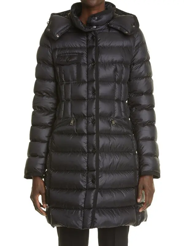 Moncler Hermine Quilted Down Puffer Coat - Black/black